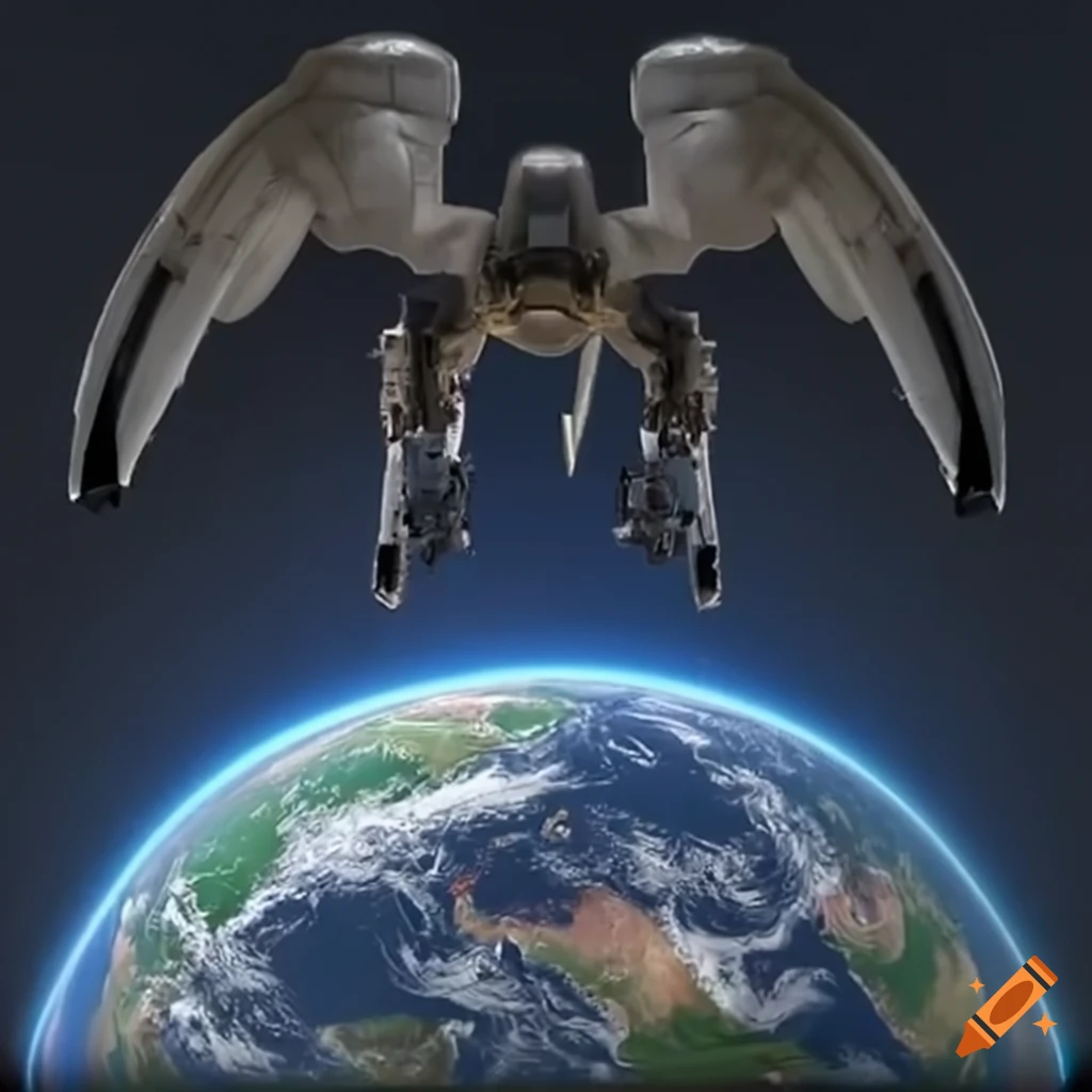 A y-wing flying towards earth