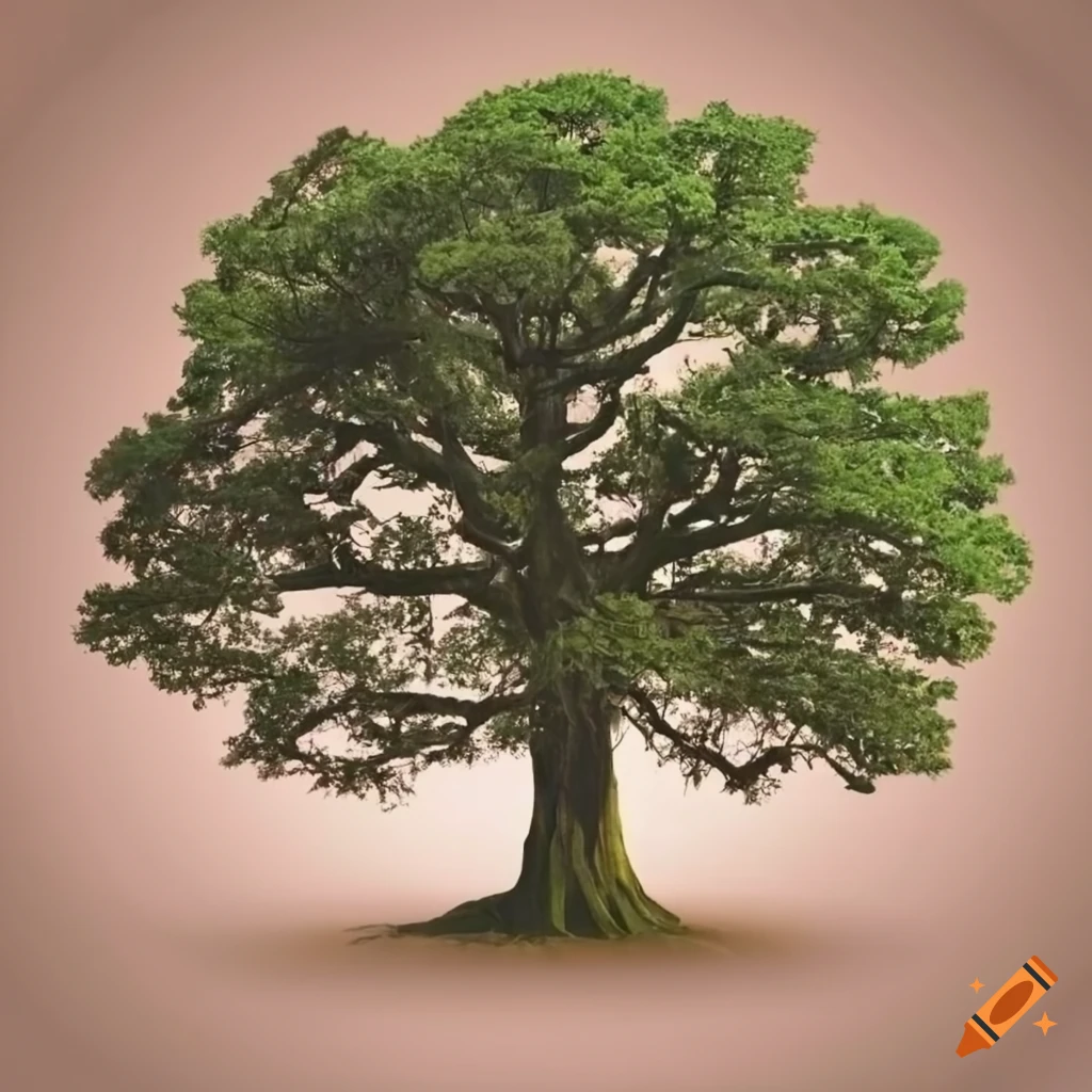 Big vintage oak tree with big branches