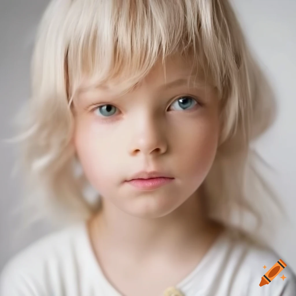 BACKGROUND WHITE KIDS HAIR BLONDE , portrait, hyper realistic sharp ...