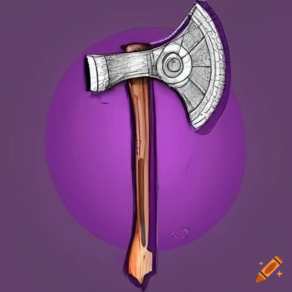 Ax with a gear purple color on Craiyon