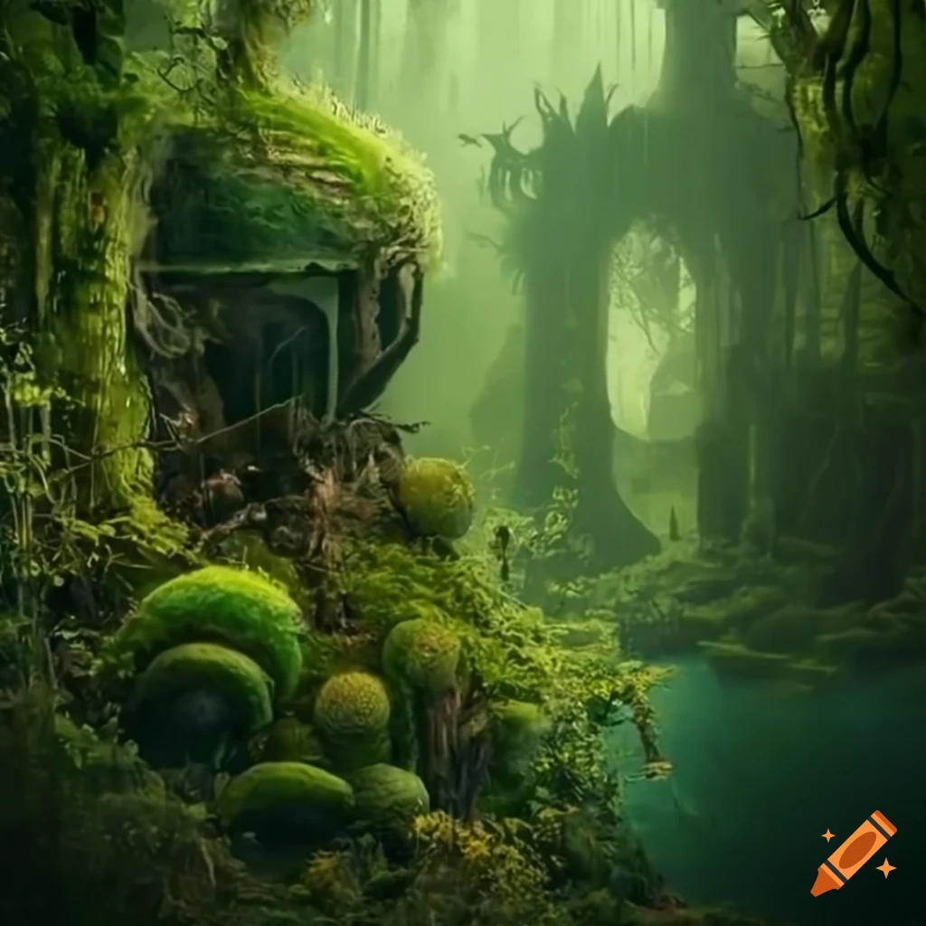 Overgrown natural nature plants flora fantasy