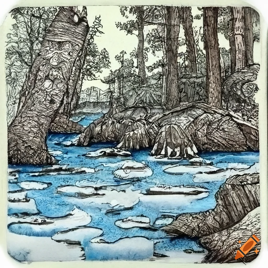 Water and ink art drawn by mike schley