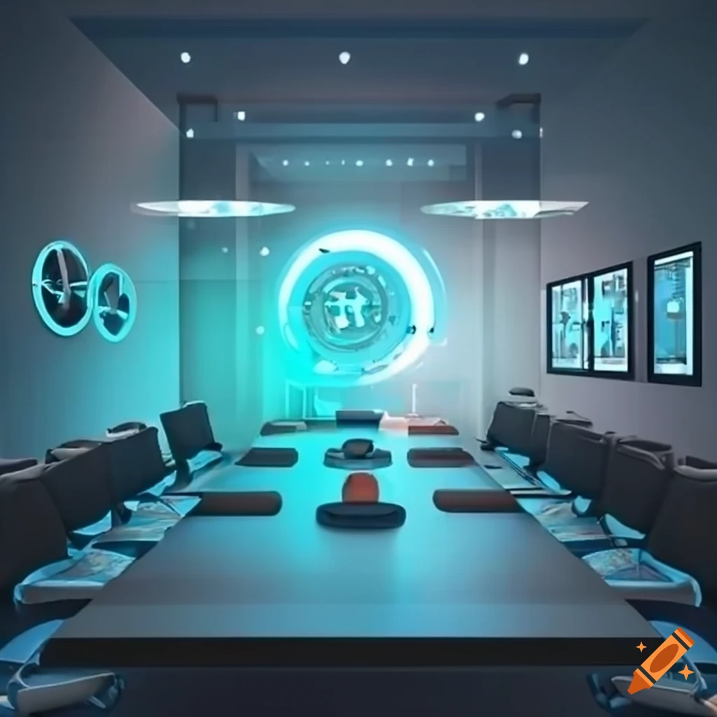 Smart meeting room with vc and camera and display on Craiyon