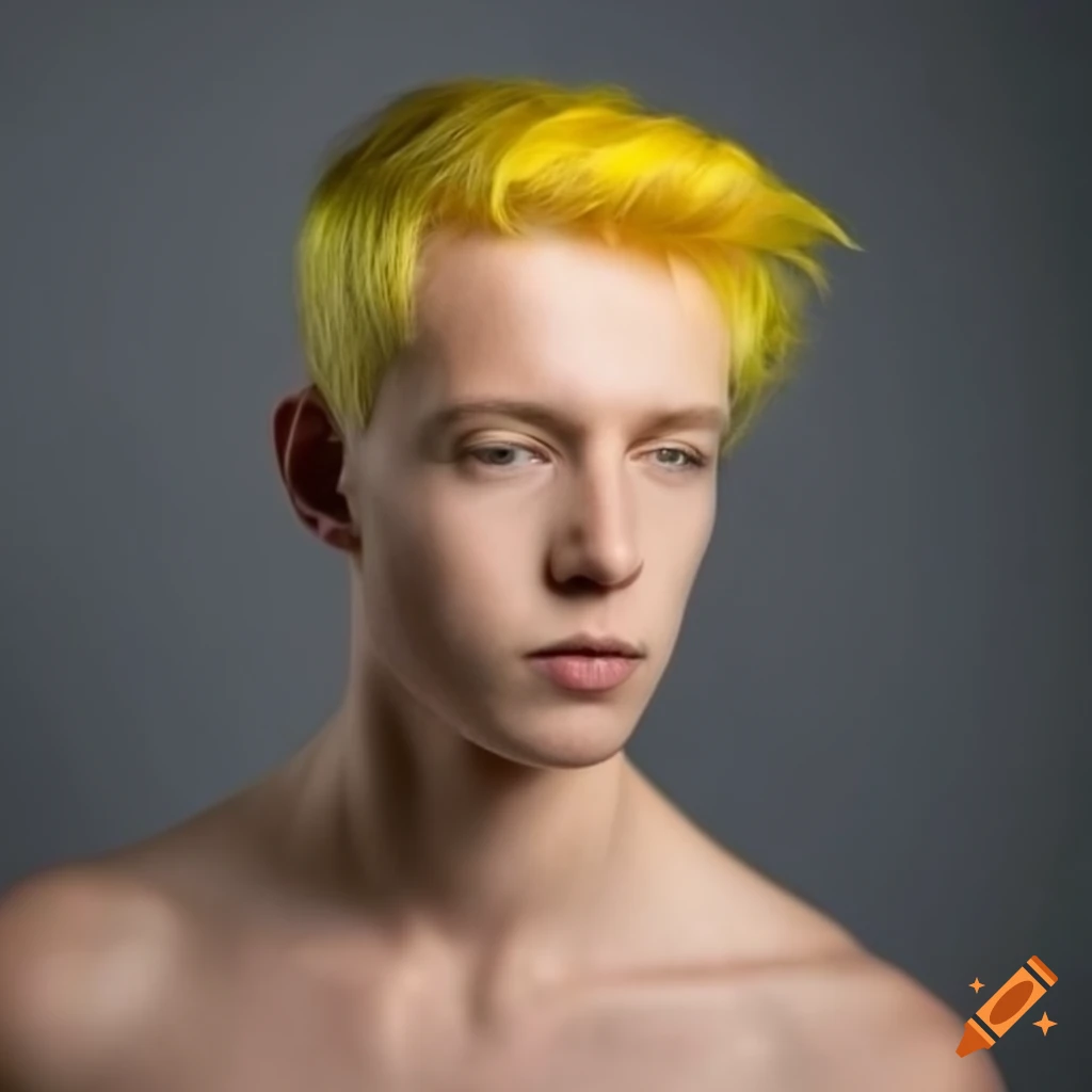 Faceless attractive male with yellow hair on Craiyon