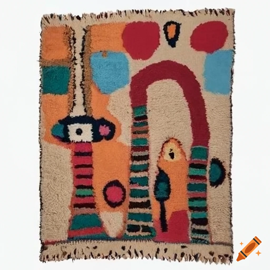 Berber rug by baya mahieddine neutral colors joan miro abstract on Craiyon