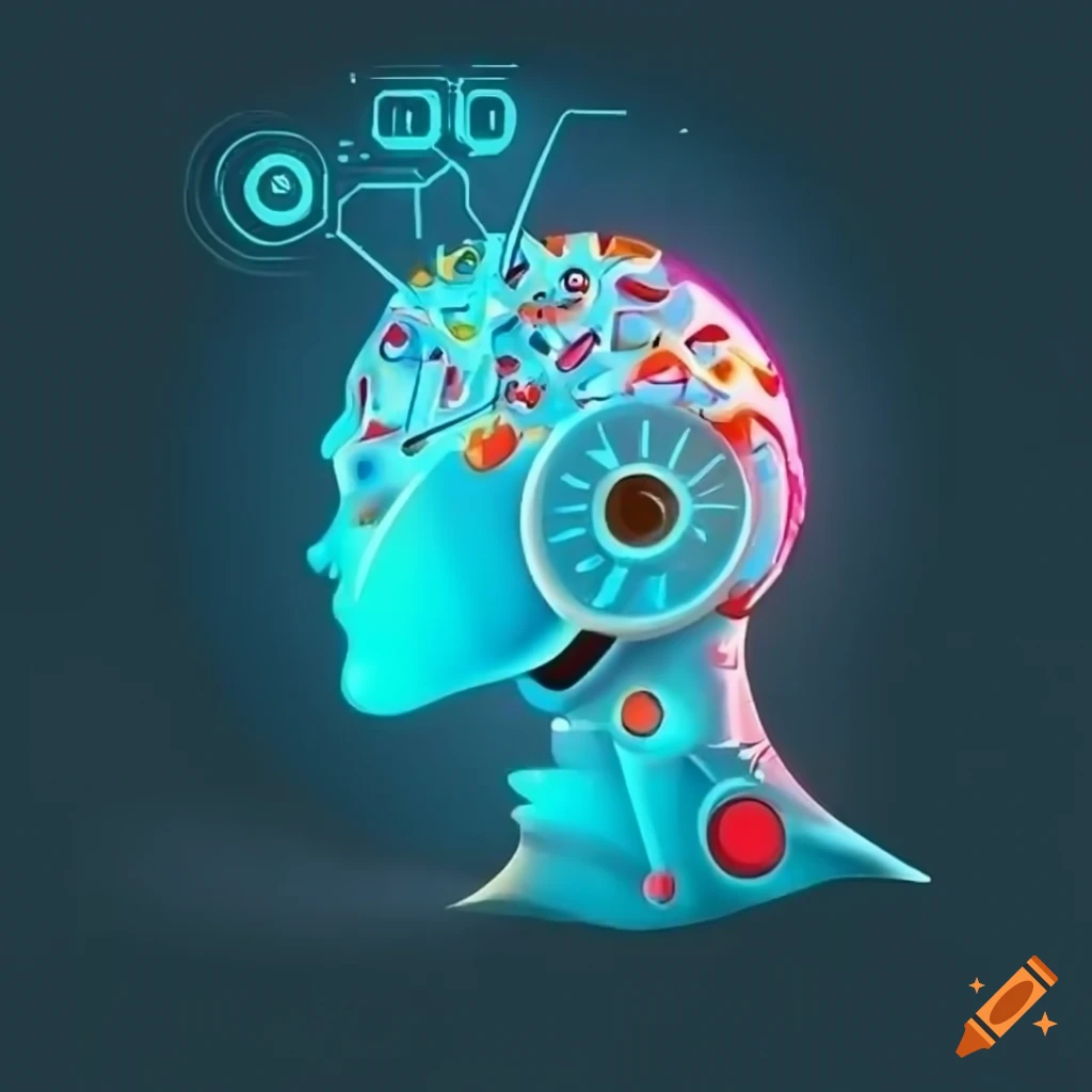 Artificial intelligence cartoon logo