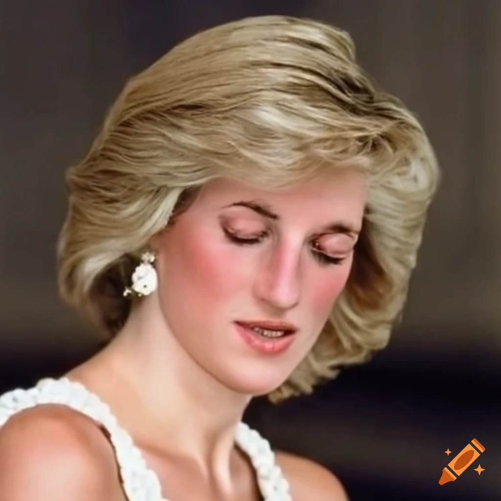 Portrait of princess diana eyes closed serious expression on Craiyon