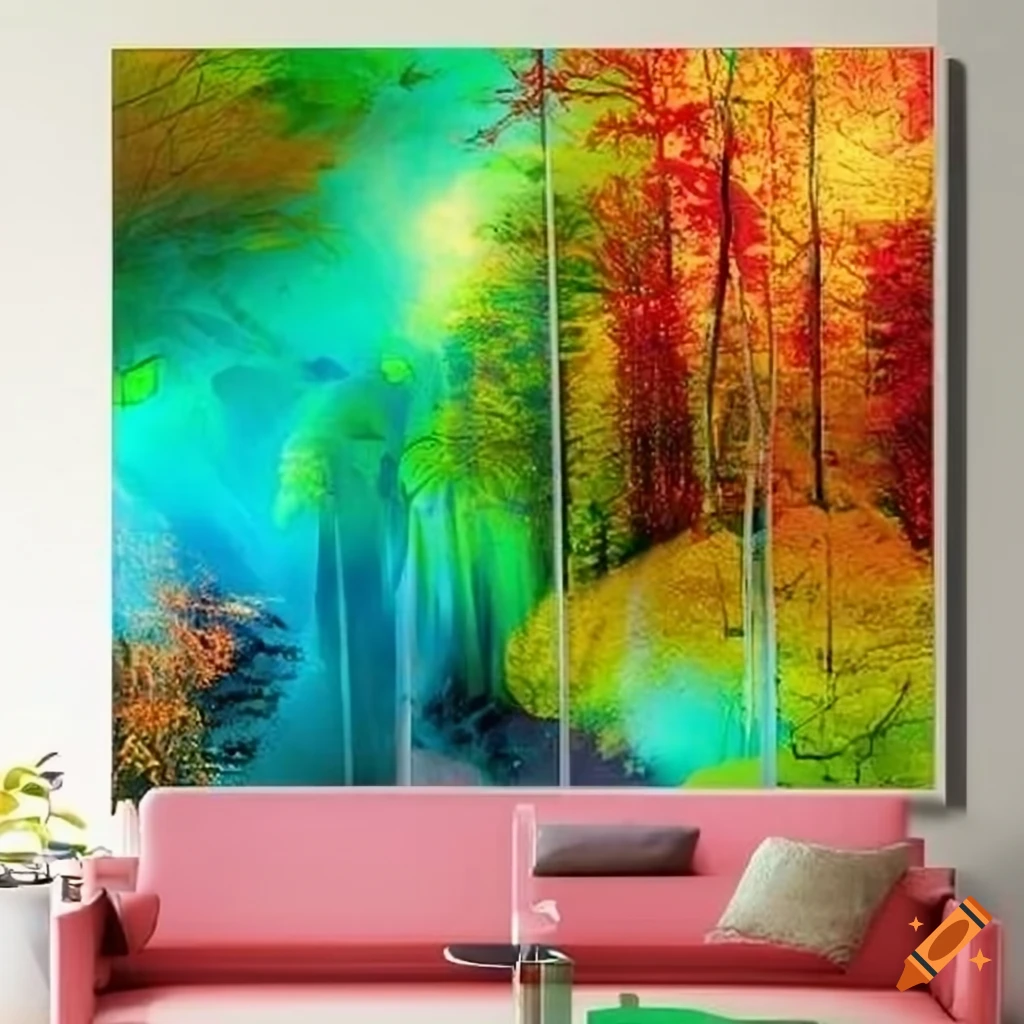 Wall art of nature in bright colors on Craiyon