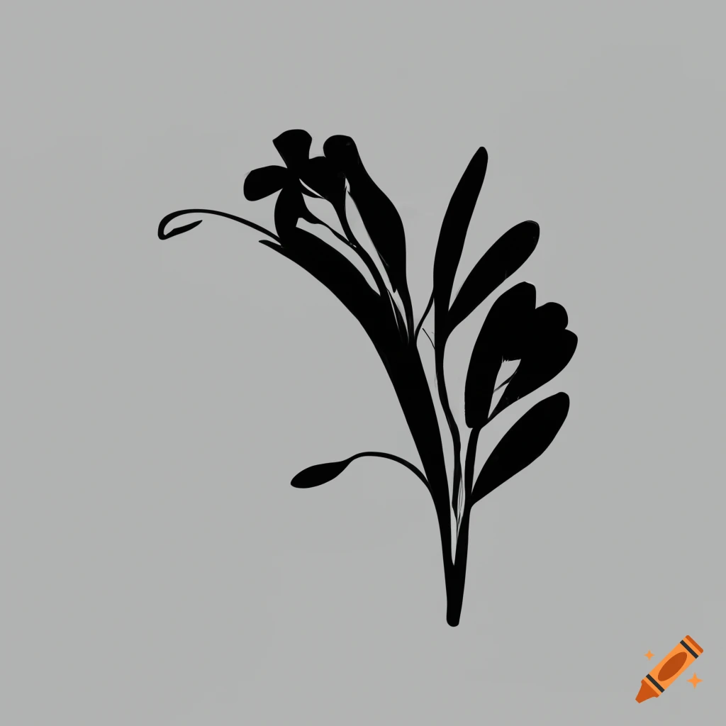Hand drawn creative wildflower design, side profile, simple ...