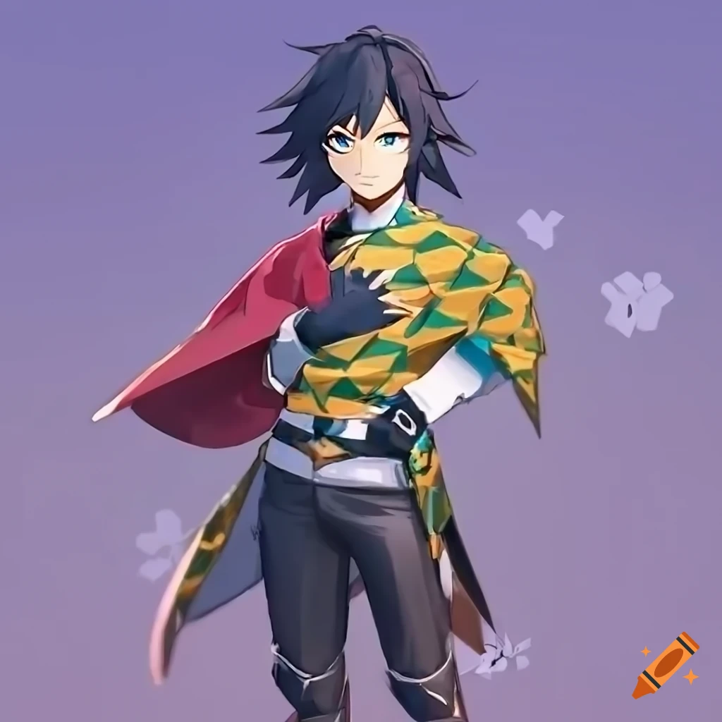 Giyu Tomioka in the style of Genshin Impact, high definition on Craiyon