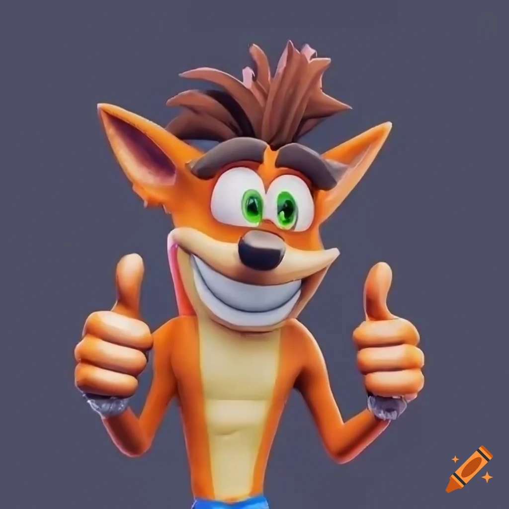 Crash bandicoot pfp with thumbs up on Craiyon