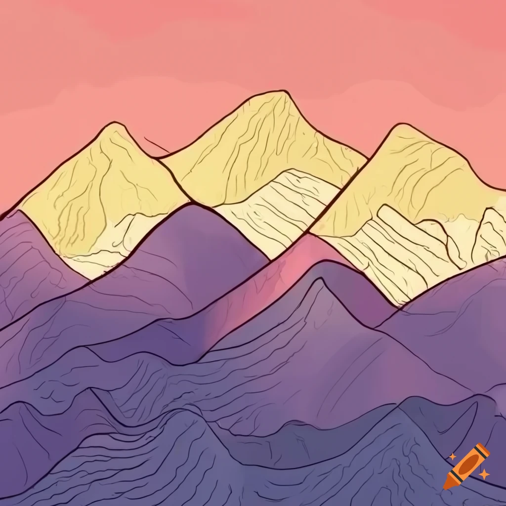 Mountain pattern line art on Craiyon