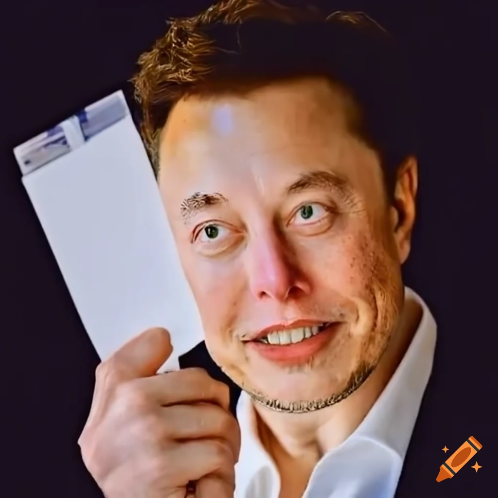 Elon musk holding a ticket on Craiyon