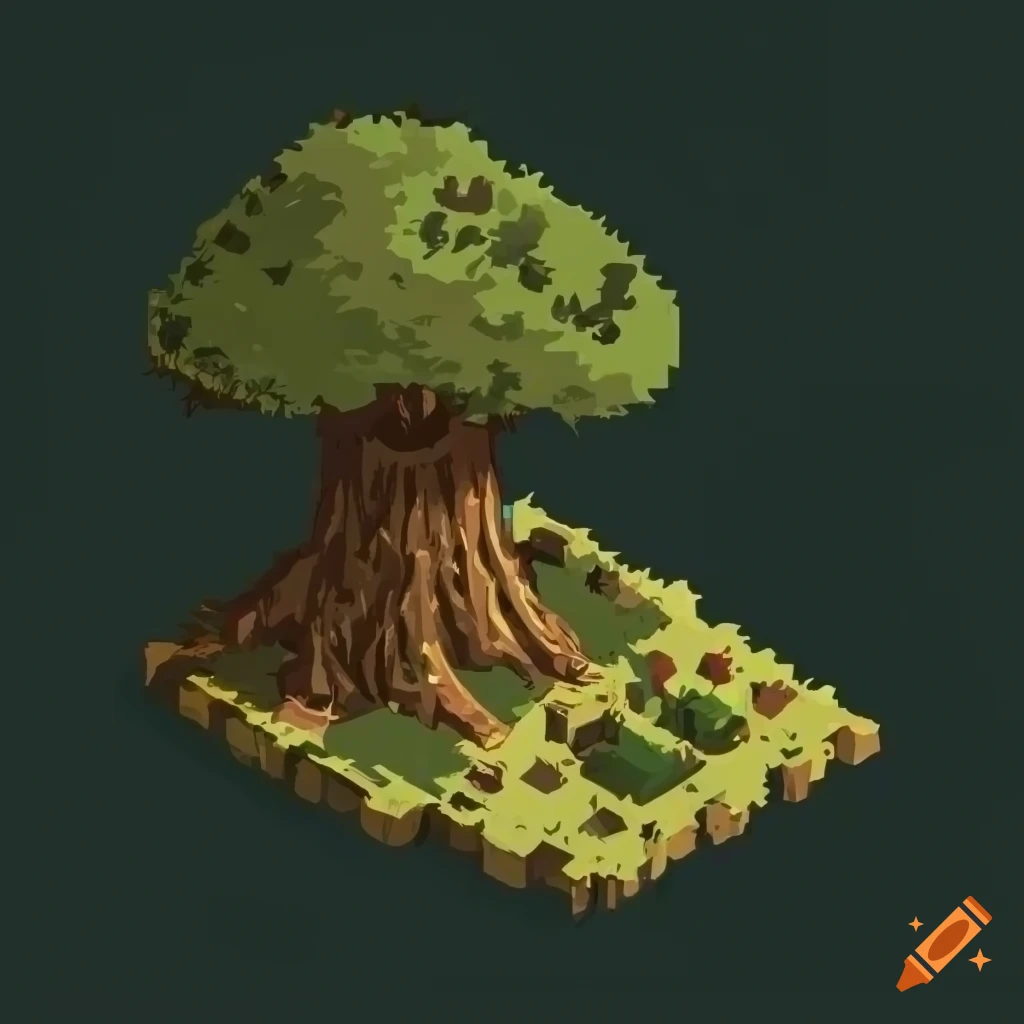 Isometric sprite sheet of the kahikatea tree in the style of fallout on ...