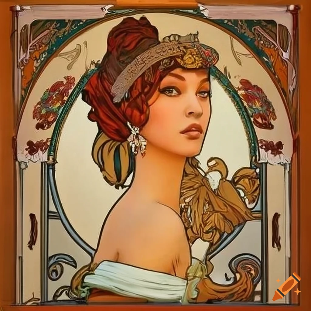 Painting of a beautiful African Princess with Art Nouveau Style ...