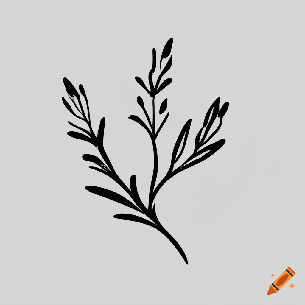 Hand drawn creative wildflower design, side profile, simple ...