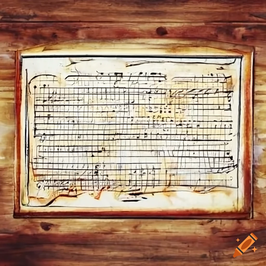 Sheet music burnt on old wooden table 640x480