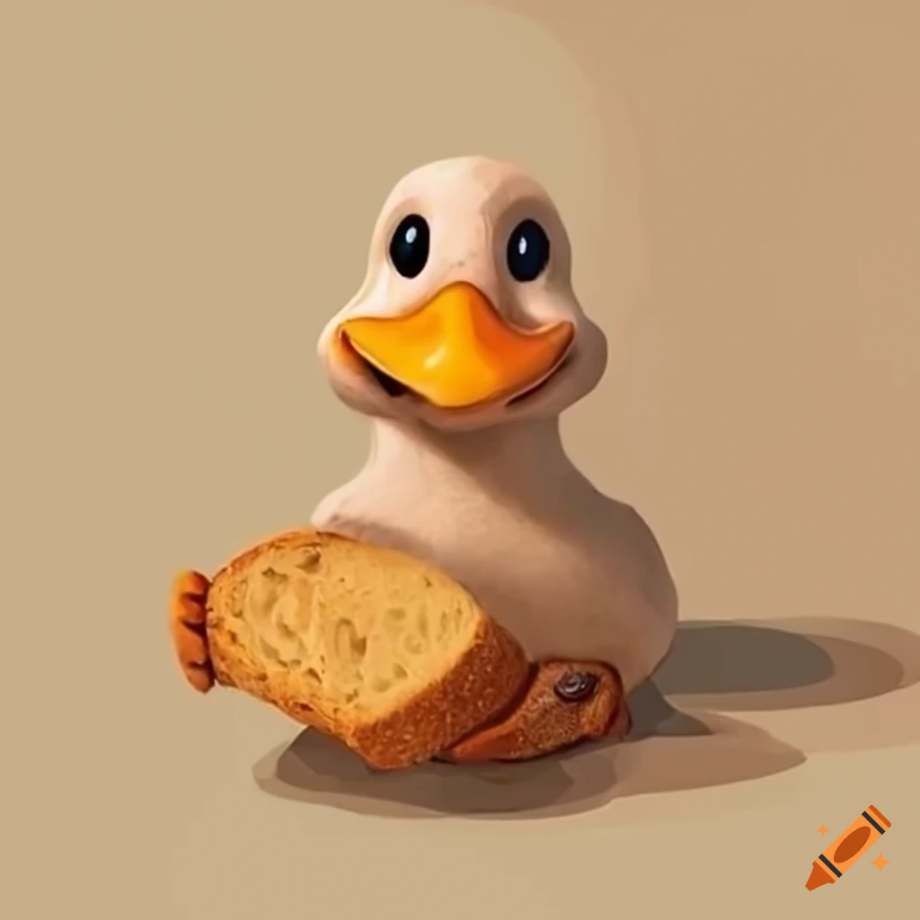 Cute duck eating bread on Craiyon