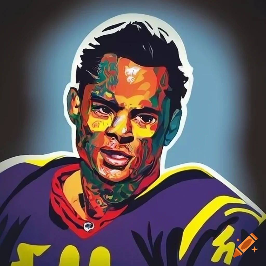 Nfl player tony gonzalez using jersey, in roy lichtenstein art style ...
