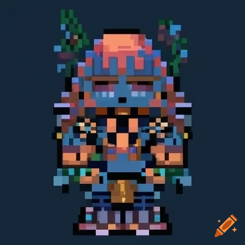 Minimal pixel art aztec manga on Craiyon