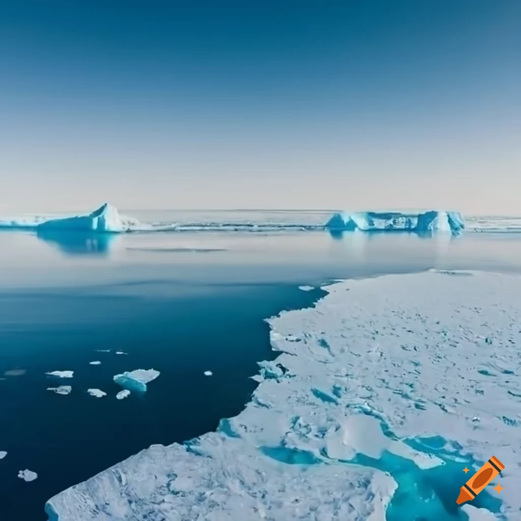 Aerial view of arctic ocean sea ice with fast and drift ice