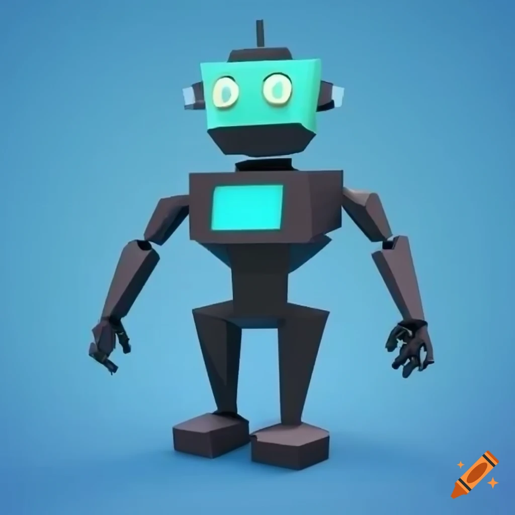 3d low poly cartoon robot on Craiyon