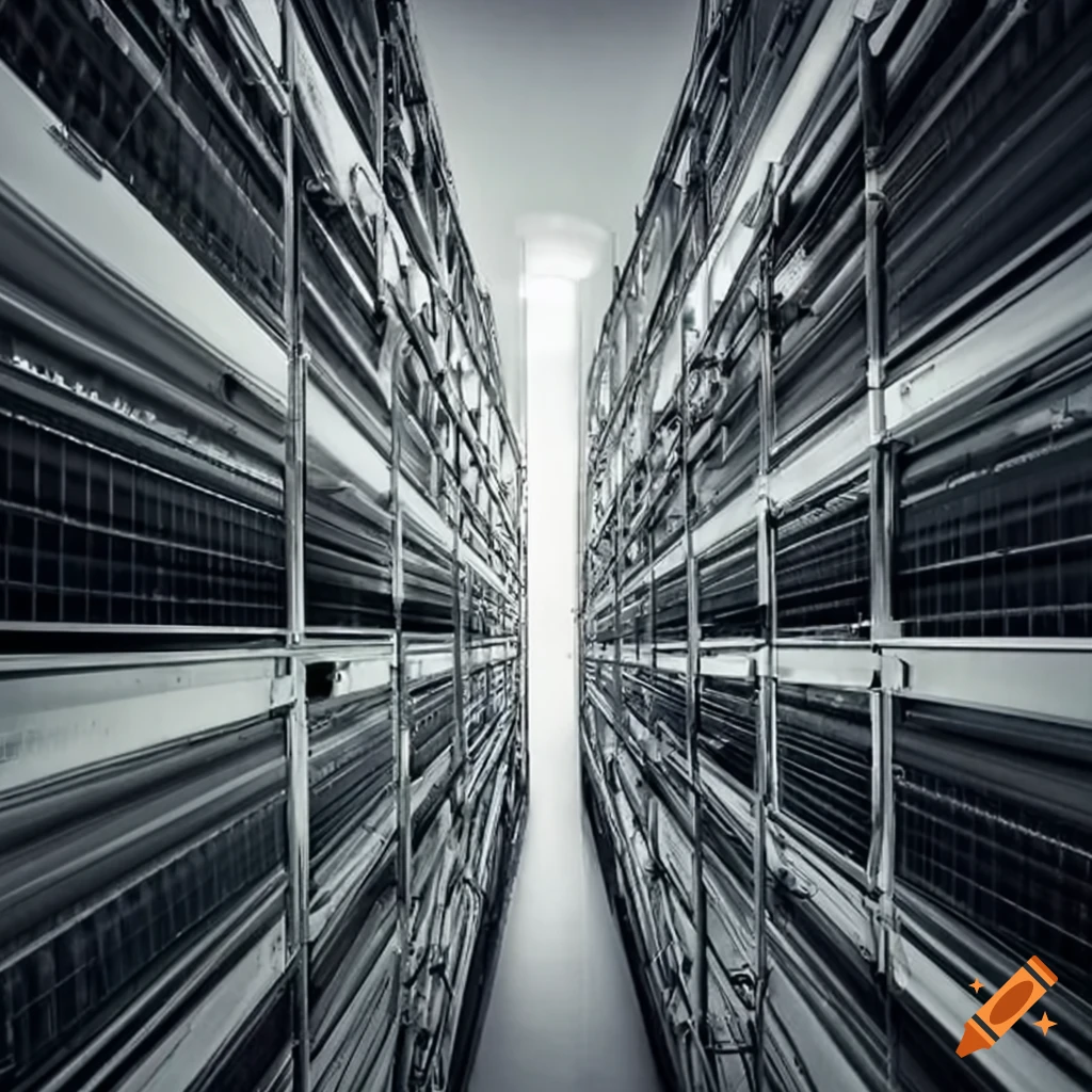Reefer container interior with locked shelves in metal