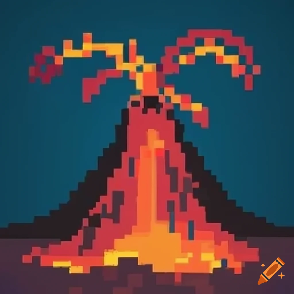 8bit volcano eruption on Craiyon