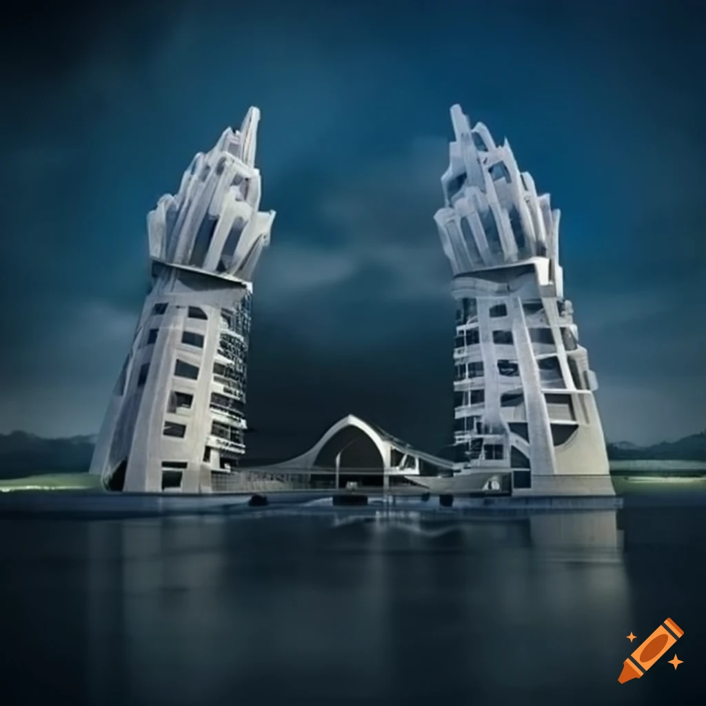 Surreal complex architecture from a futuristic civilization