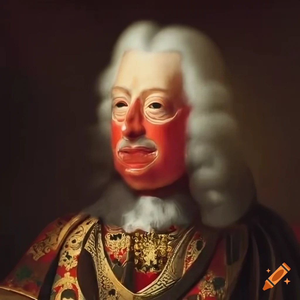 Portrait of King George II with a traditional Japanese mask on Craiyon