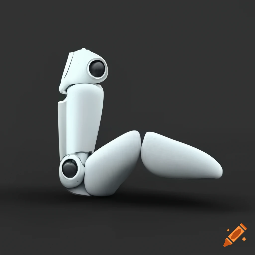 Robot legs with rounded fragmented bleach white elements on black ...