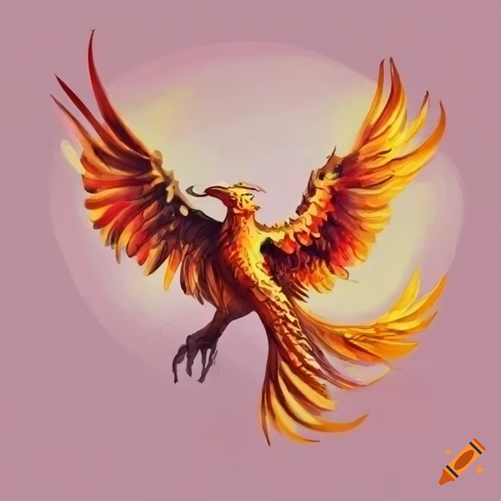 Skillfully hand drawn phoenix