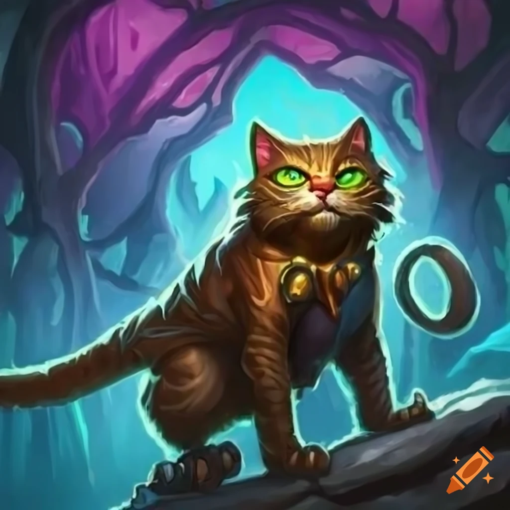 Cave cat (hearthstone card art) on Craiyon