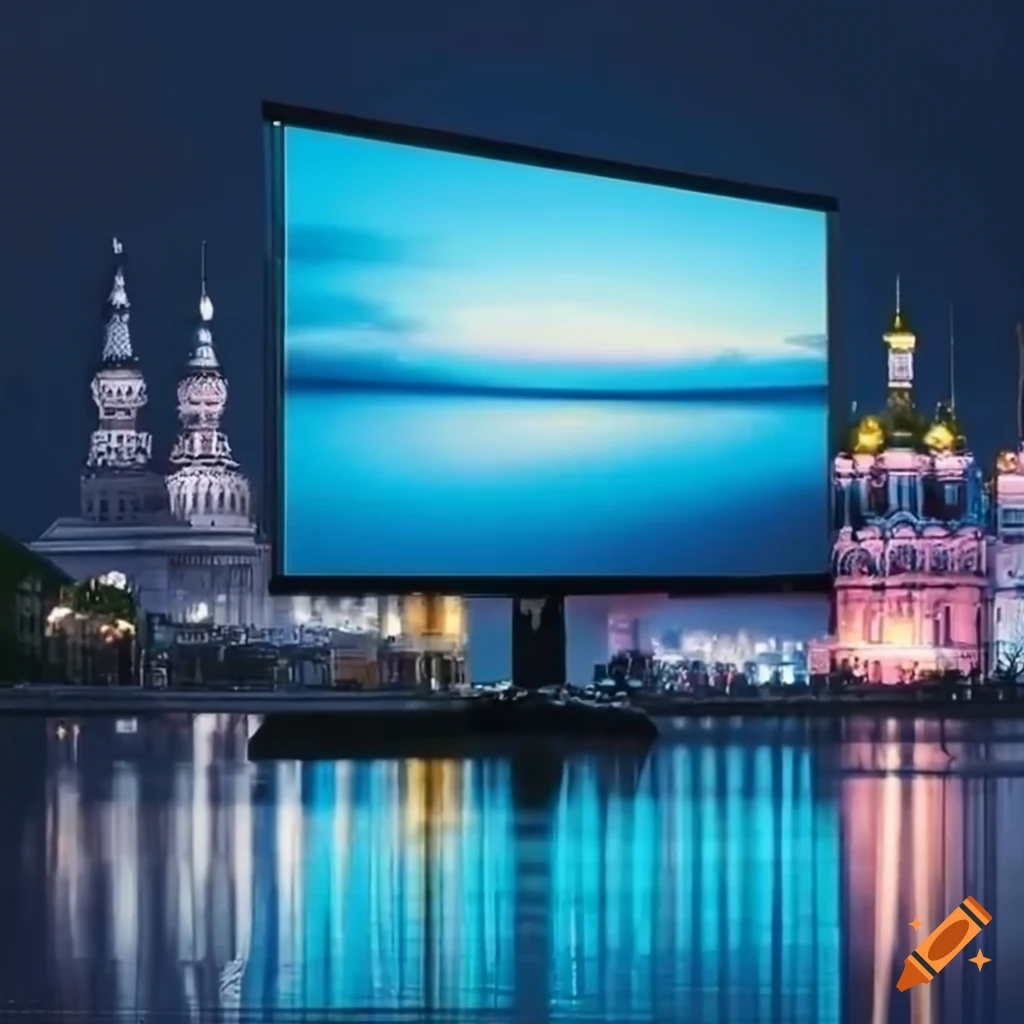 Led outdoor advertising screen in russia on which you can see the text ...