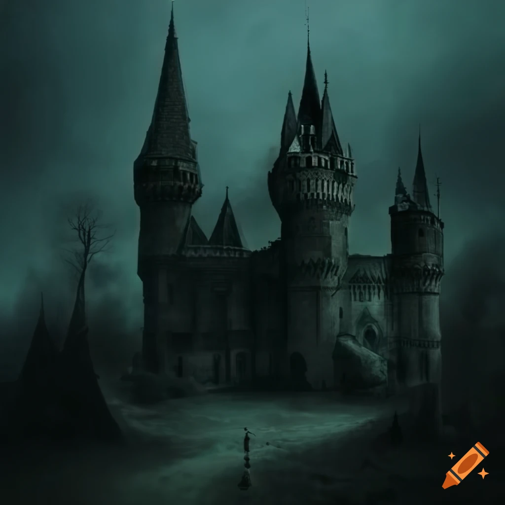 Gloomy gothic foreboding castle on Craiyon
