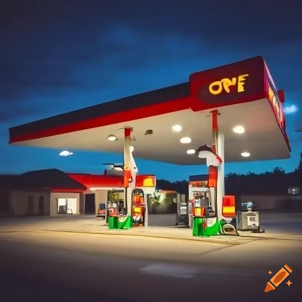 Gas station with shop on the right