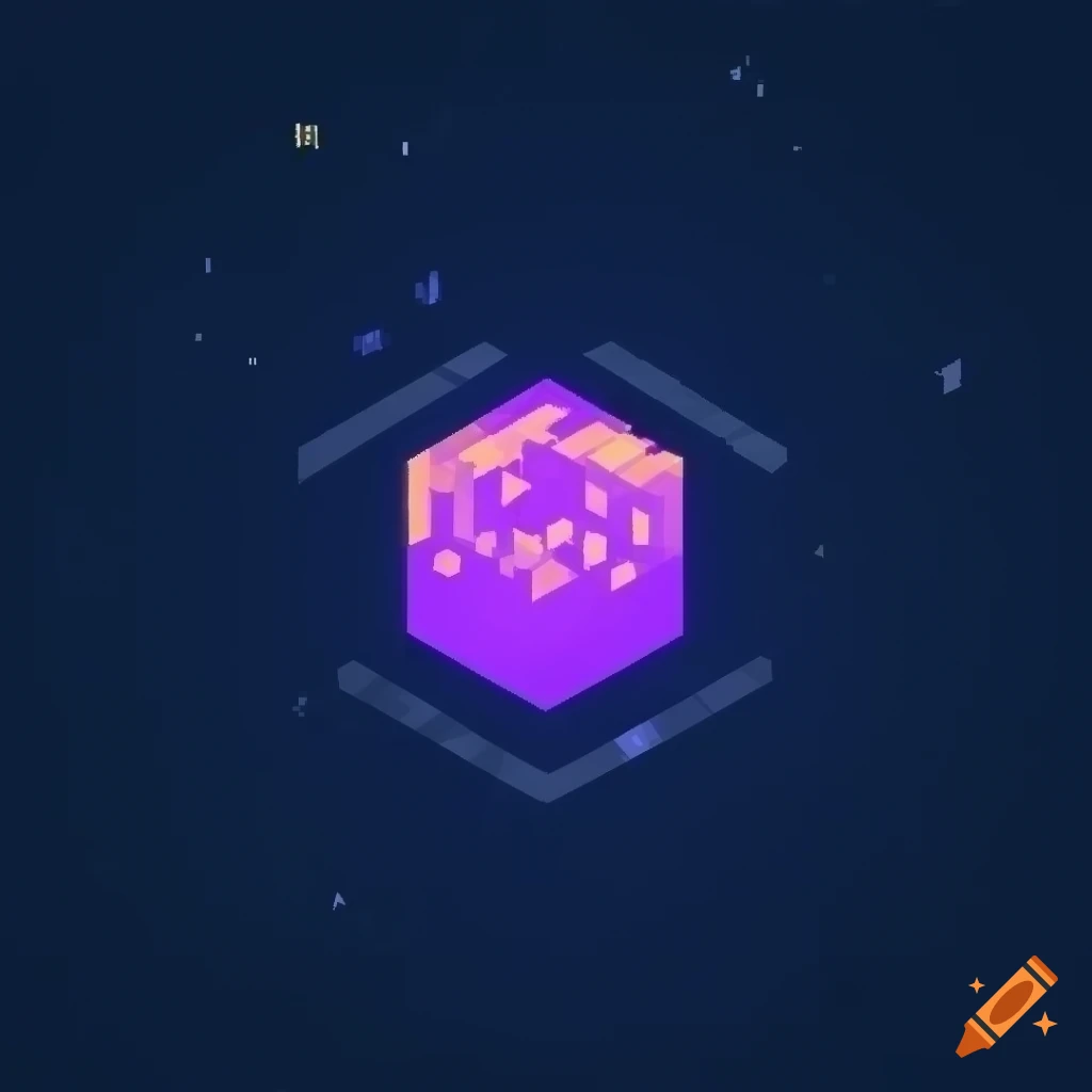 Minecraft cube galaxy, isometric view, logo