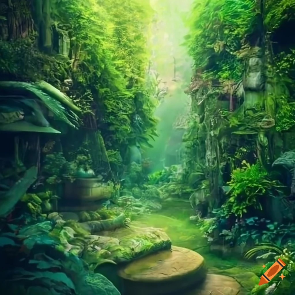 Overgrown natural nature plants flora fantasy interior