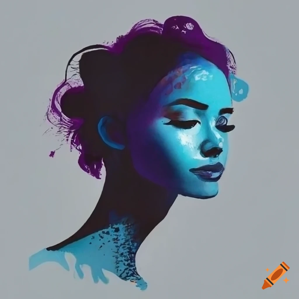 Silhouette painting of 😴, simplified, as t-shirt motive, sparse color ...