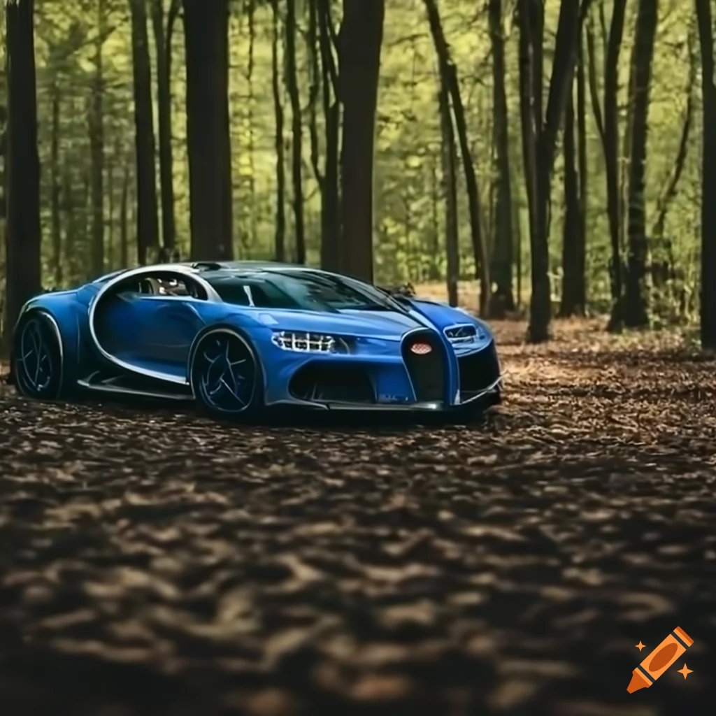 Bugatti chiron in the forest on Craiyon