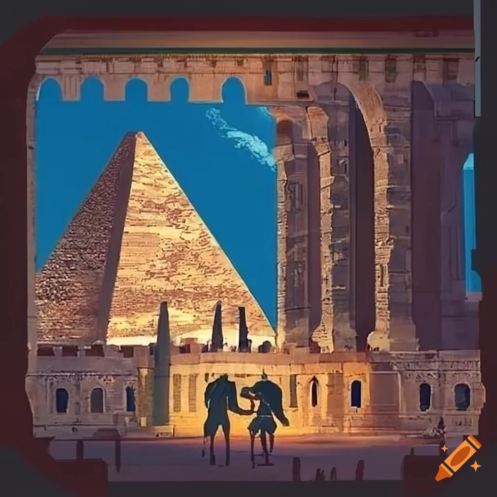Book cover for a captivating tale of pyramids of Egypt, the Colosseum ...