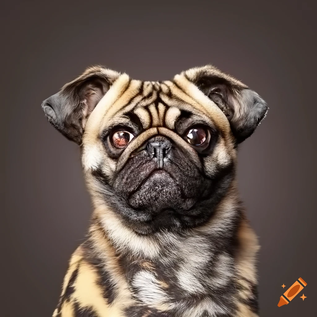 A photo of a pug with african wild dog fur pattern, hd, photorealistic ...