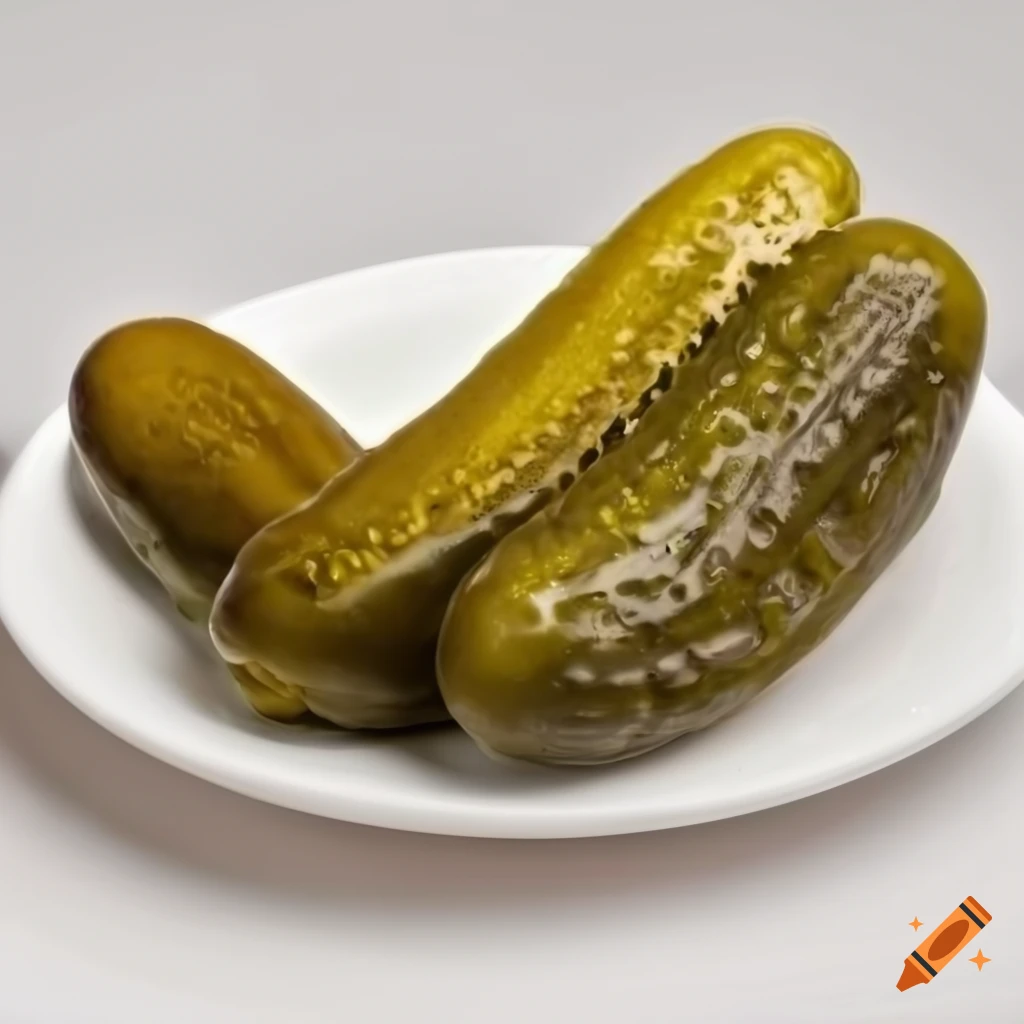 Pickle on a white plate on a white background on Craiyon