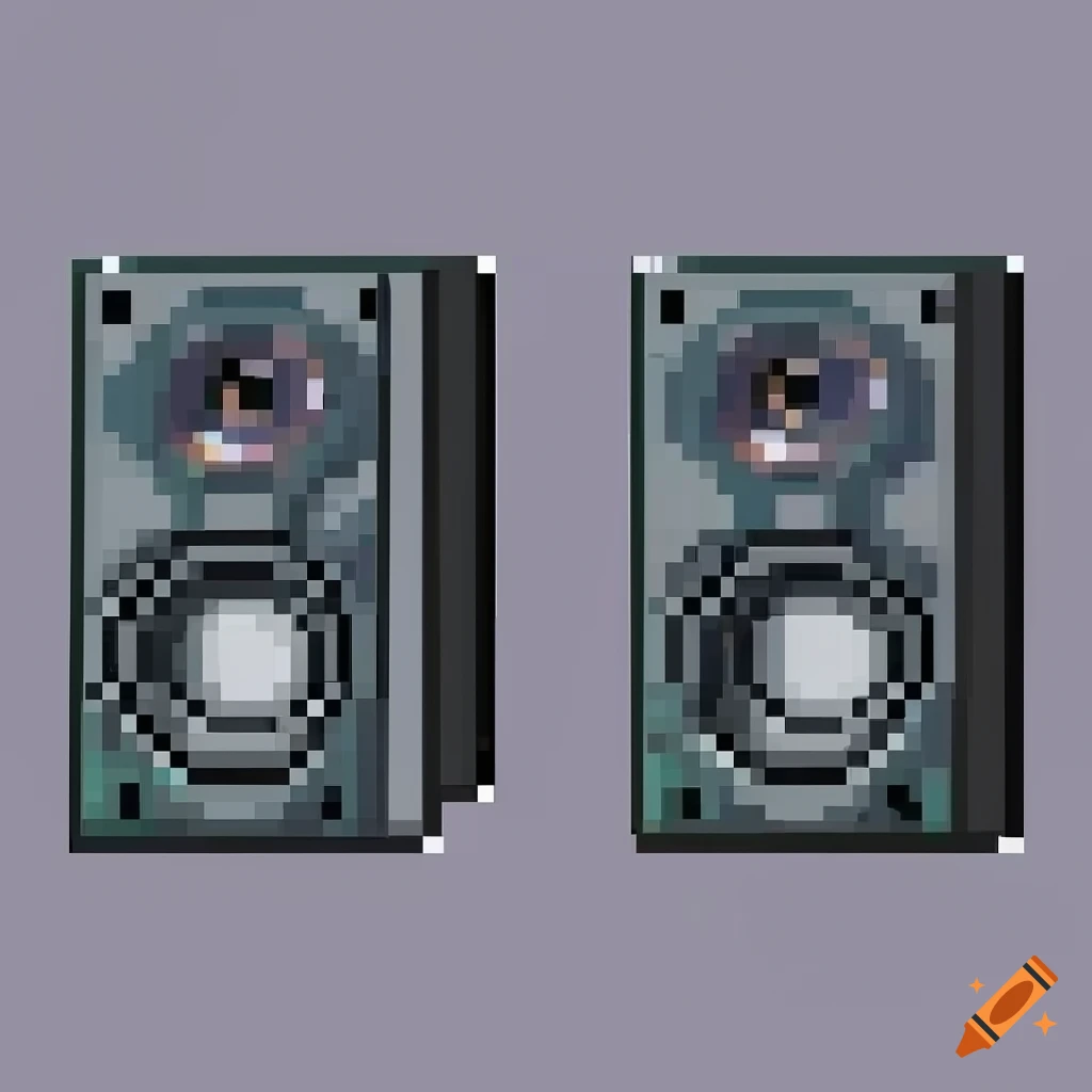 2 speakers, pixel art