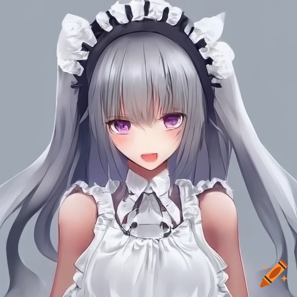 Girl, white hair, maid