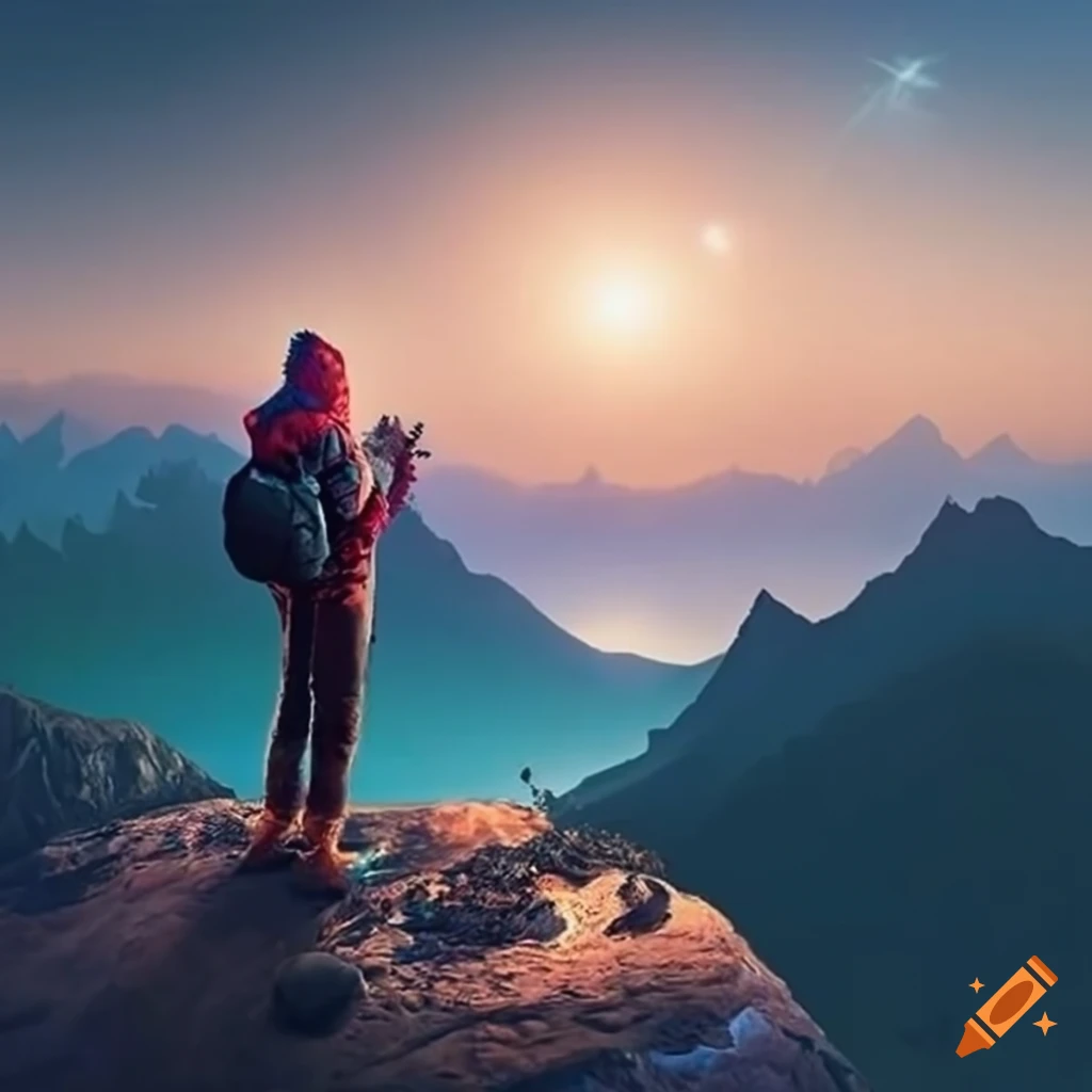 "Capture the essence of adventure and discovery in an image of a person ...