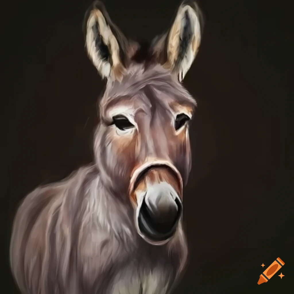 A realistic painting of a donkey