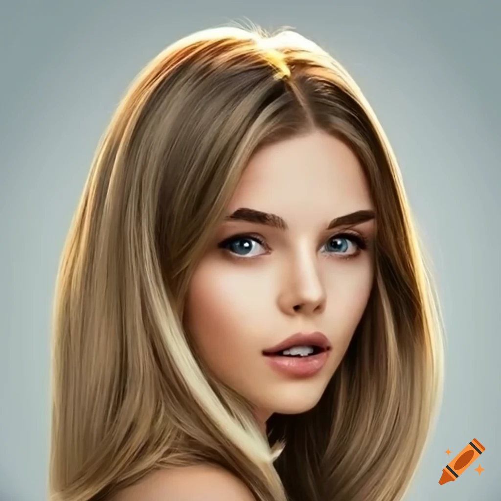 Beautiful young woman shoulder-length blonde hair on Craiyon