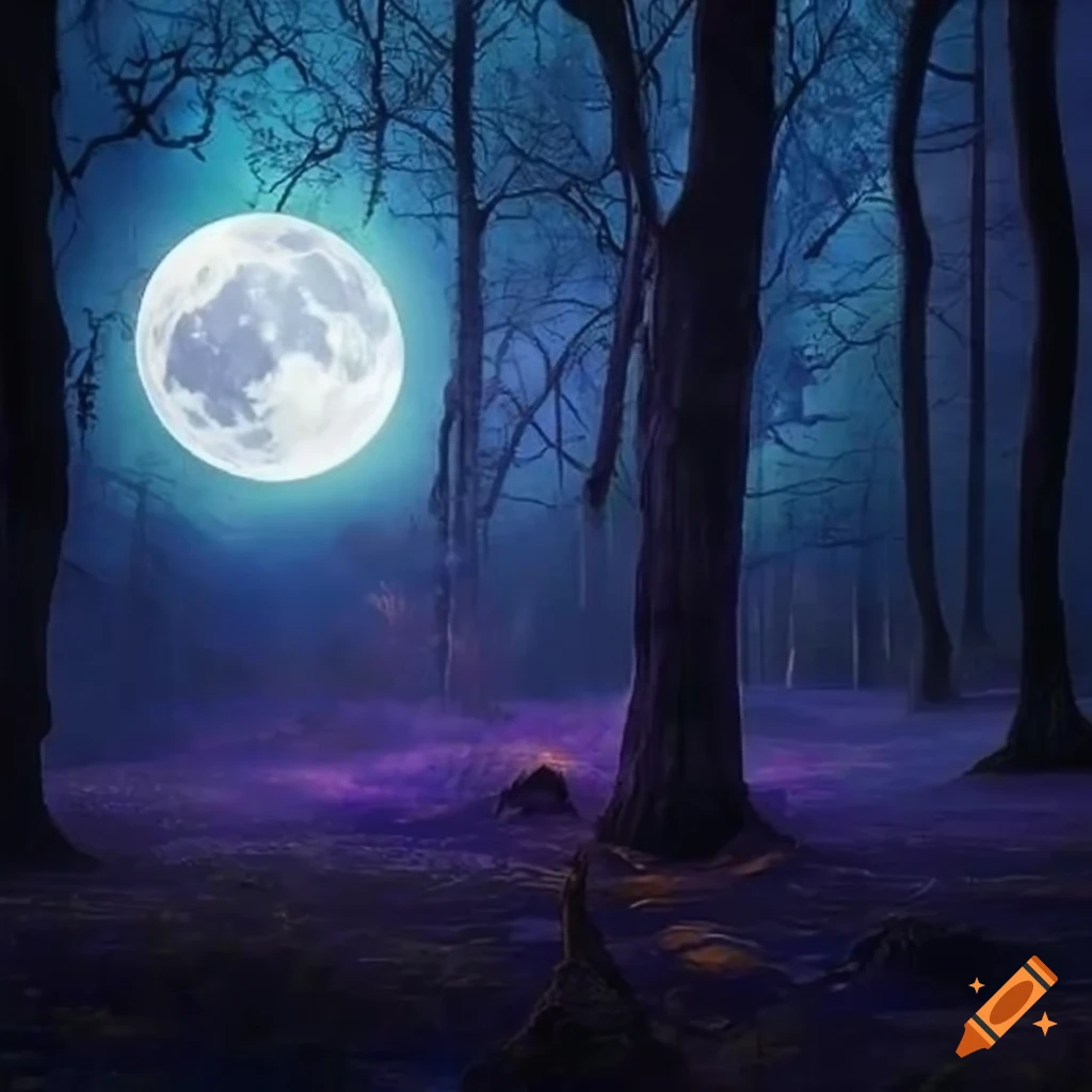 Moonlit Night Forest