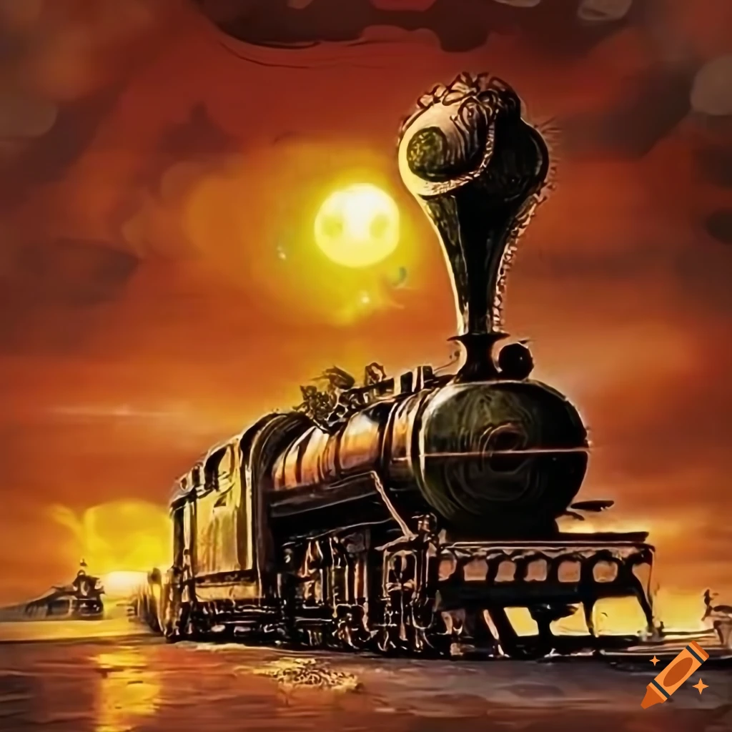 Magical train, art nouveau on Craiyon